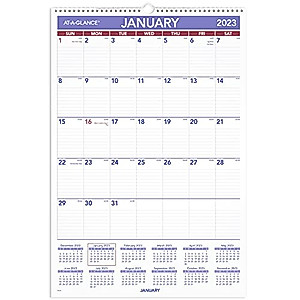 AT-A-GLANCE 2023 Wall Calendar, 15-1/2" x 22-3/4", Large, Spiral Bound, Monthly (PM328)