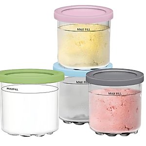 Pints for Ninja NC301 CREAMi Ice Cream Maker,for Ninja NC299AMZ NC300 & NC301 Creami Deluxe Pints 4 Pack 16oz Creamy Icecream Containers Cups Jars Tubs Canisters Set, Compatible with Ninja Ice Creami