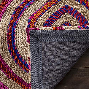 SAFAVIEH Cape Cod Collection Accent Rug - 4' x 6', Natural & Multi, Handmade Boho Braided Jute, Ideal for High Traffic Areas in Entryway, Living Room, Bedroom (CAP601A)