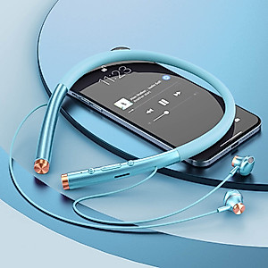 Sports Wireless Blue-Tooth Earphones, High-Power Neck-Mounted Mag-netic Earphones Stereo Earbuds, Bone-Conduction Earphone Foldable Headset Super Battery Life, for Outdoor Working Travel (Blue)