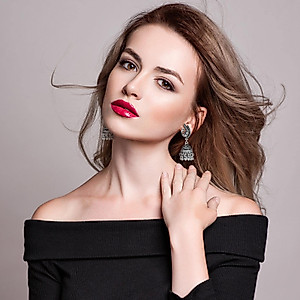 Glenmal 8 Pairs Jhumka Indian Earrings Bohemian Dangle Earring Retro Metal Hollow Earrings Chandelier Earrings Women(Vintage)