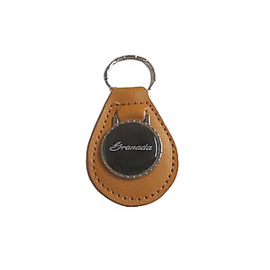 1975 1976 1977 1978 1979 1980 1981 1982 GRANADA SCRIPT LOGO LEATHER KEYCHAIN - ORANGE
