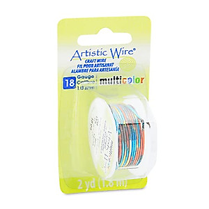 Artistic Wire Multicolor, 18 Gauge Tarnish Resistant Colored Copper Craft Jewelry Wrapping Wire Wire, Blue, Red, Gold, 2 yd
