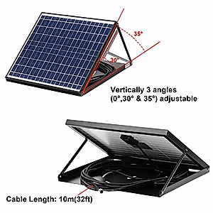 GBGS 30W Solar Powered Exhaust Fan AC Power Backup, Built-in Thermostat Switch, 1750CFM, 4200sq/ft Ventilation, IP68 Brushless DC Motor, Adjustable Solar Panel, 40db, 47.5ft Cable, Double Rust Free