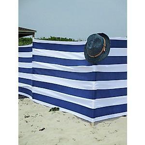 13 ft Beach Windscreen Privacy Windbreak with a Bag and Mallet Made in Europe (Blue/White Stripes)