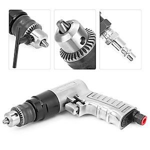 3/8" Pneumatic Drill,Reversible Air Drill,1700rpm High-Speed Pneumatic Drill Reversible Rotation Air Drill Tool,Variable Speed Trigger, Forward & Reverse Controls for Hole Drilling