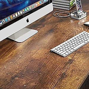 WiberWi L Shaped Desk, Office Computer Corner Desk, 55 inch Home Gaming Desk Table, Writing Study Workstation with Storage Shelves for Home Office, Space-Saving, Industrial, Rustic Brown