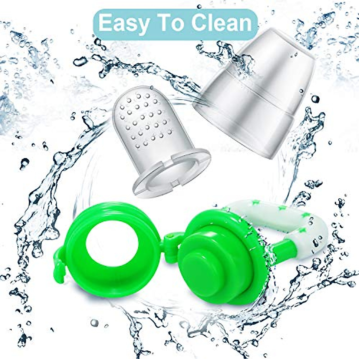 PandaEar Baby Food Feeding Set Fresh Fruit Feeder 3 Pack with 3 Size Silicone Pacifiers, 2 Silicone Baby Spoon, 1 Food Mash and Serve Bowl with Scissor, 1 Baby Food Dispensing Spoon