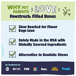 Pawstruck Large 5-6" Filled Dog Bones, Peanut Butter Flavor - Made in USA, Long Lasting Stuffed Femur for Aggressive Chewers, Dental Treat - Pack of 3, Packaging May Vary