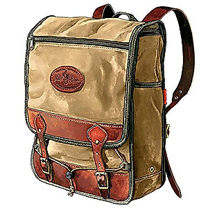 Frost River Mesabi Range Daypack - Waxed Canvas and Leather Laptop Bag, Durable Day Hiking Backpack, 16.7 Liter, Field Tan