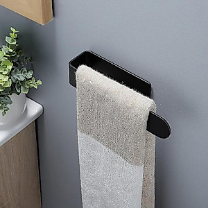 Hand Towel Holder Hand Towel,Strong Self Adhesive Hand Towel Stainless Steel Hand Towel Rack for Bathrooms Kitchen Dish Cloths Hanger Rack (Black)