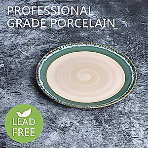 Bosmarlin Stoneware Dinnerware Set, Ceramic Bowls and Plates Set, Service for 4, 12 Piece, Microwave and Dishwasher Safe, Reactive Glaze (Turquoise green)