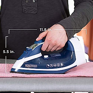 BLACK+DECKER Xpress Steam Cord Reel Iron with Nonstick Soleplate, Blue, ICR16X