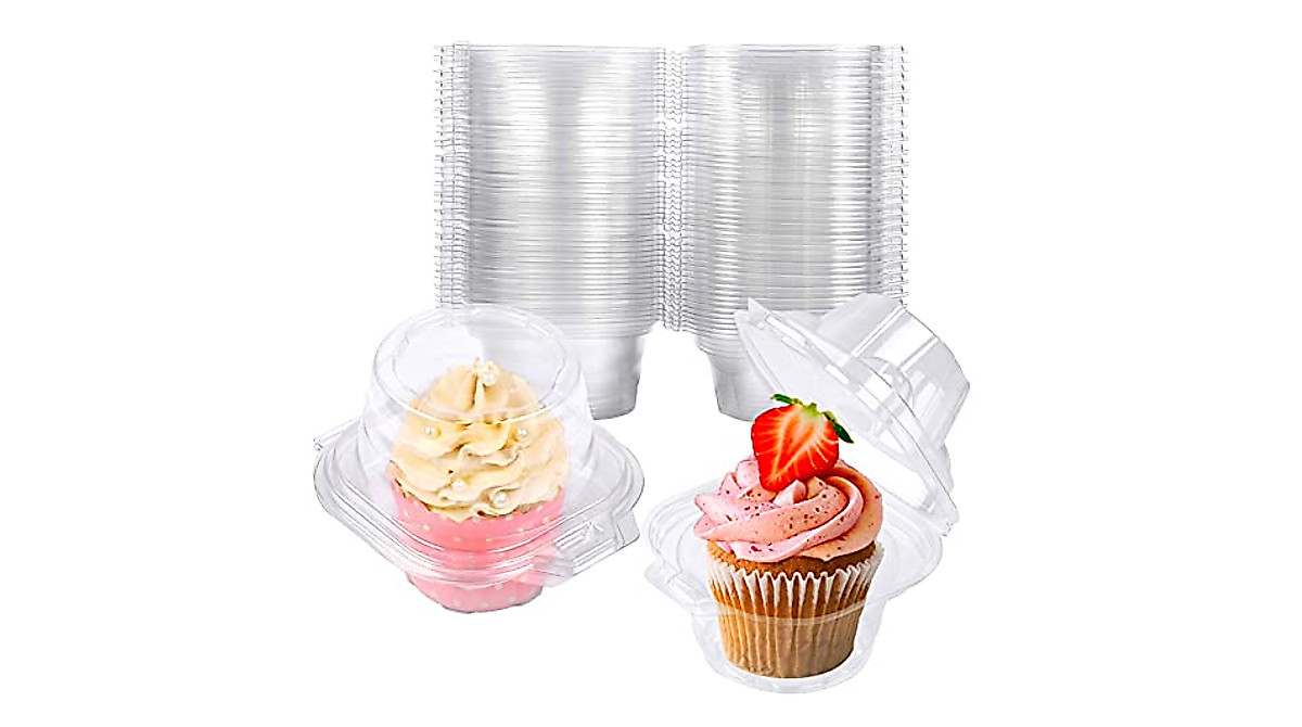NPLUX 100 Pack Cupcake Containers - Secure & Stackable Packaging