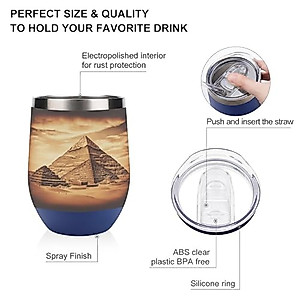 WYUSPGK 304 Stainless Steel Insulated Cup, Vintage Great Egyptian Pyramid Print Smooth Rim, Durable & Reusable - Perfect for Office, Home, And Travel