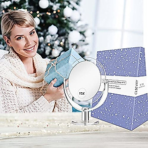 CLSEVXY Vanity Mirror Makeup Mirror with Stand, 1X/15X Magnification Double Sided 360 Degree Swivel Magnifying Mirror, 6.25 Inch Portable Table Desk Counter top Mirror Bathroom Shaving Mirror