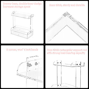 Hongtuocb 2 Tier Clear Acrylic Bathroom Counter Organizer with Drawer,Acrylic Vanity Tray for Makeup Organizer,Skin Care Organizer,Kicthen and Office