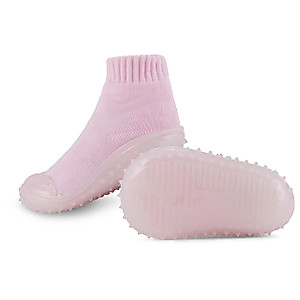 Baby Girls Slippers - Baby First Walking Non Skid Slipper Socks - Premium & Comfortable Toddler House Slippers, Kids Essentials - Pink - 12 Months Infant