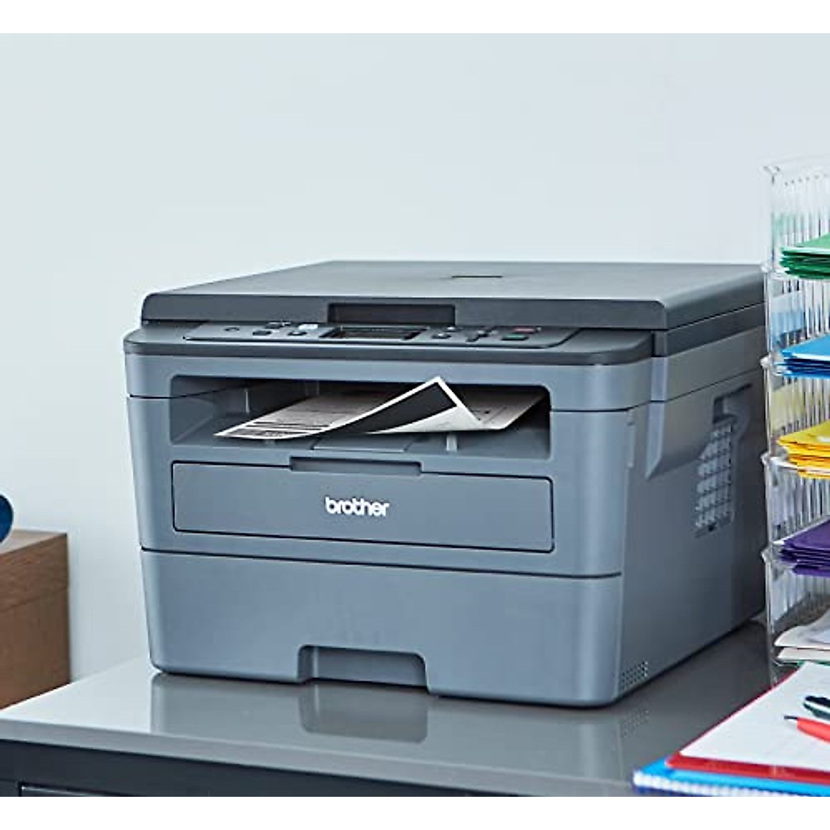Brother HL-L2390DW Compact Monochrome All-in-One Laser Printer, Print Scan Copy, Auto 2-Sided Printing, 2400 x 600 dpi, 32 ppm, 250 Sheets, Compatible with Alexa, Bundle with JAWFOAL Printer Cable