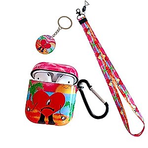 with Fashion Kawaii Lanyard Keychain，Cute Interesting Soft TPU Airpod 1/2 Case，Suitable Man Women Girl Airpod Case