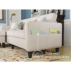 Woyomeub Sectional Sofa 78" Couch Couches for Living Room with Storage Ottoman Beige Modern L Shaped 3 Seater Sofas for Small Space Dorm APT