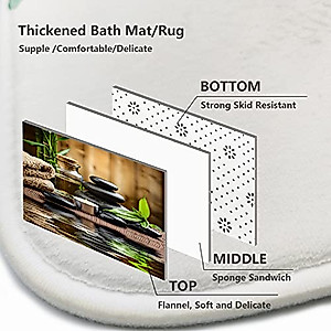 BUSOIYOU 4 Pcs Zen Stone Shower Curtain Sets with Rugs , Meditation Design Waterproof Fabric Bathroom Shower Curtain，with Non-Slip Rugs Toilet Lid Cover and Bath Mat Bathroom Set 72" x 72"