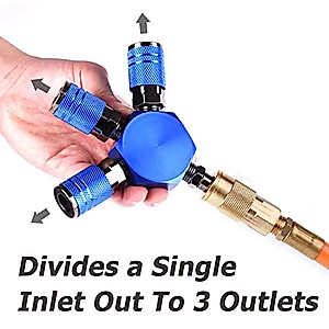 WYNNsky Air Splitter, 3-Way Manifold with 3 Pieces Industrial Coupler and Plug, Air Compressor Hose Accessories Quick Connect Fittings