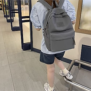 RRRWEI Solid color backpack simple backpack aesthetic backpack large laptop backpack for teen girls school college travel work (grey)