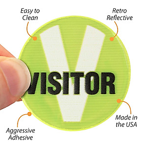 SmartSign "Visitor" Pack of 5 Hard Hat Labels | Retro-Reflective, 2" Circle