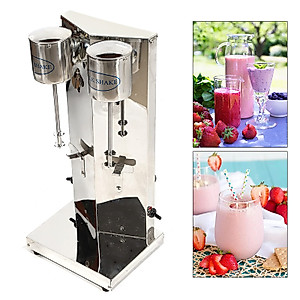 DYRABREST 180W Electric Milk Shake Maker, Commercial Double Head Milkshake Mixer Blender Machine, Stainless Steel Drink Milk Shake Maker Shaker with 4 Cups