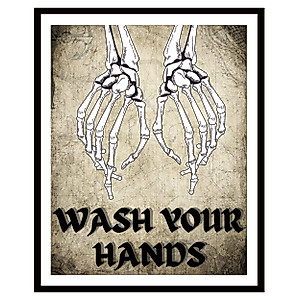 Roxbury Row Skeleton Hands Bathroom Decor Wall Art, Skeleton Decor | Funny Bathroom Signs, Gothic Bathroom Decor Wall Art, Creepy Decor, Spooky Decor, Halloween Bathroom Decor (8X10 Unframed)