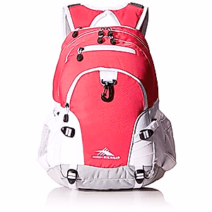 High Sierra Loop Backpack, Travel, or Work Bookbag with tablet sleeve, One Size, Pink Punch/White/Ash