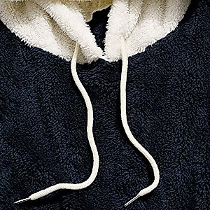 ZAFUL Color Blocking Fuzzy Hoodie Unisex Men Sherpa Pullover Loose Fluffy Sweatshirt Cadetblue-a XL