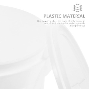 Zerodeko White Plastic Bucket with Handle Lid 2pcs 2L Ice Cream Tub Heavy Duty Portable All Pail Bucket Container for Food Treasure