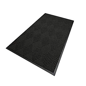 WaterHog Diamond | Commercial-Grade Entrance Mat with Rubber Border – Indoor/Outdoor, Quick Drying, Stain Resistant Door Mat (Charcoal, 4' x 6')