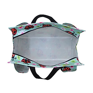 NGIL Utility Water Resistant Tote Bag, Top Zipper Closure, Perfect Gifts for Working Women, Nurses, Gym bag (Lady Bug-Black)