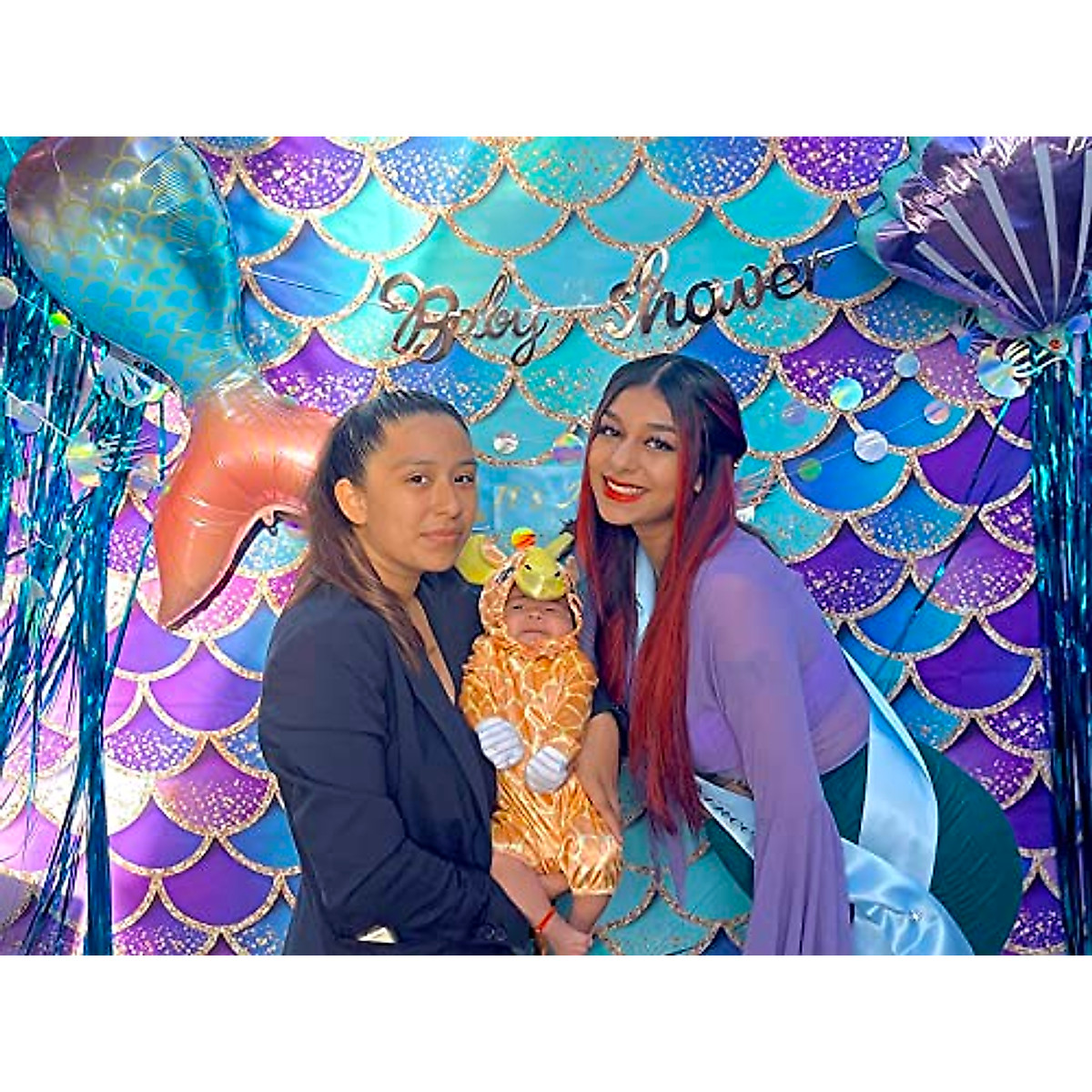 Avezano Mermaid Backdrops for Girls Birthday Glitter Mermaid Scales Princess Baby Shower Party Decorations Photo Booth Studio Props Banner 8x6ft