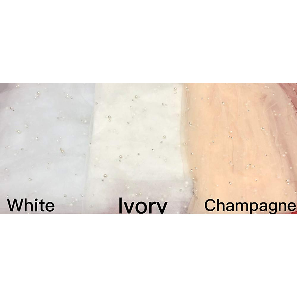 Pearl Wedding Veil for Bride Long Bridal Veil with Beading Comb Cathedral Length (Ivory,3Meters)