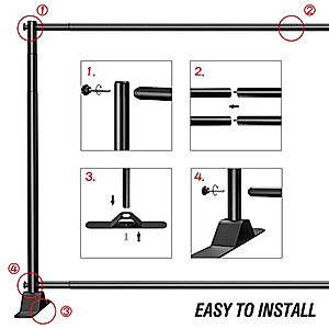 AKTOP 4x7-8x10 FT Extra Thick Backdrop Banner Stand, Heavy Duty Adjustable Step and Repeat Stand for Parties & Photography, Portable Trade Show Photo Booth Background with Carrying Bag