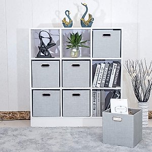 Posprica 3X Thicker Fabric Storage Cubes, 6 Pack 13 inch Collapsible Storage Bins for Organization, Cubby Storage Baskets for Organizing Shelf Cabinet Bookcase Boxes, Sliver Grey