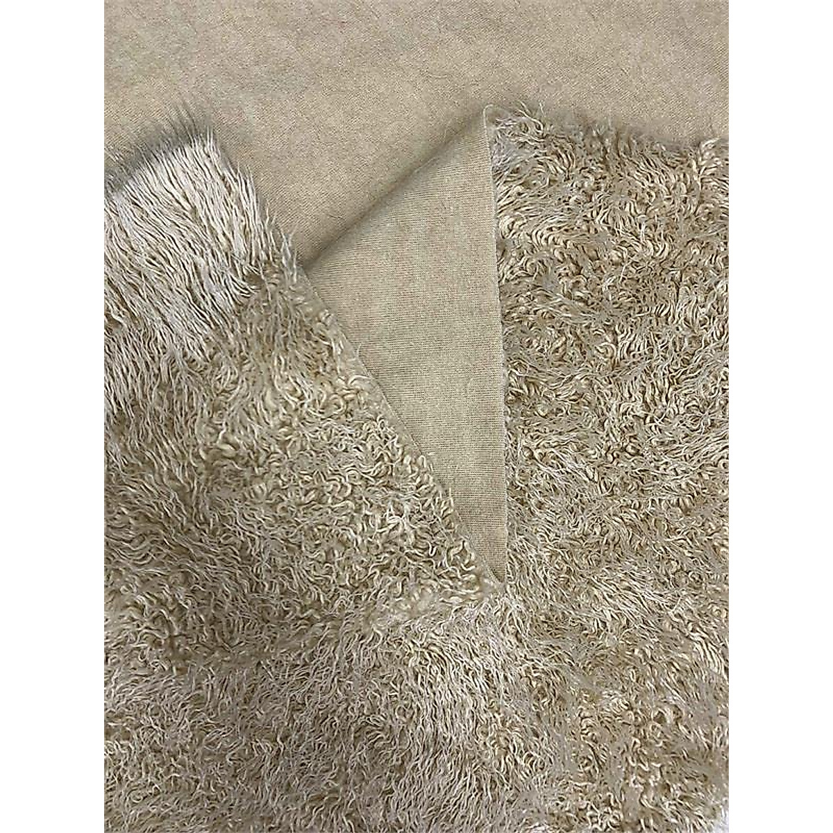 FabricEmpire 1.5'' Faux Fur Fabric Long Pile Curly Llama (Ivory) 2LB 2-Way Stretch / 60'' Wide/ by Continuous Yard