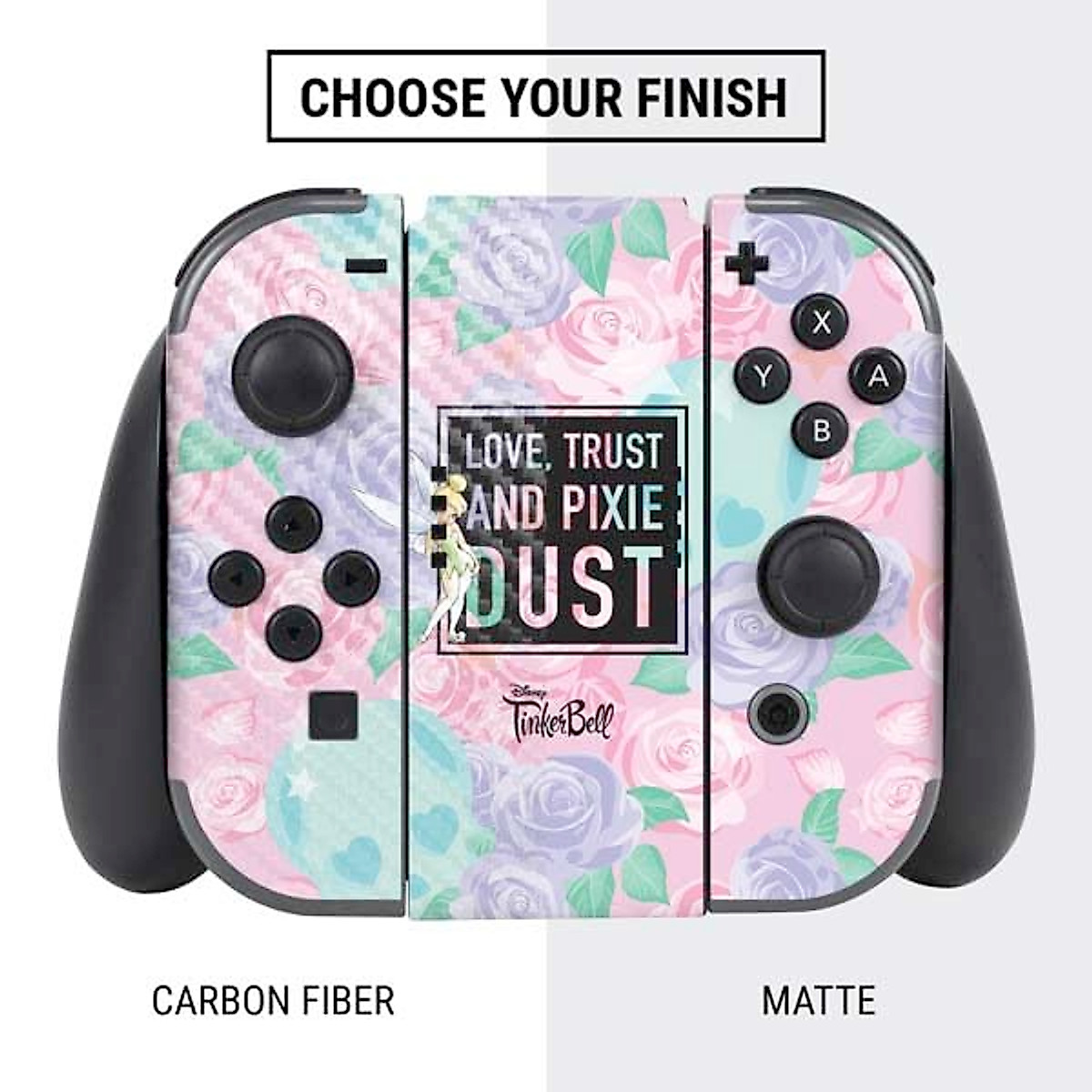 Skinit Decal Gaming skin compatible with Nintendo Switch Bundle - Officially Licensed Disney Tinker Bell Love Trust and Pixie Dust Design