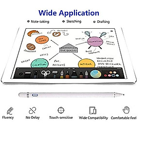 Stylus Pens for Touch Screens,Active Stylus Compatible with Apple,Capacitive Pencil for Kid Student Drawing, Writing,High Sensitivity,for Touch Screen Devices Tablet,Smartphone (White)