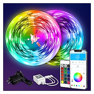 DAYBETTER LED Strip Lights 130ft Lights Strip for Bedroom, Desk, Indoor Room Bedroom Brithday Gifts RGB Decor with Remote and 24V Power Supply