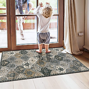 Lahome Moroccan Trellis Area Rug, 2x3 Entry Rug Non-Slip Washable Indoor Door Mat, Small Oriental Accent Throw Rug for Bedroom Kitchen Entryway Bathroom (Grey, 2x3ft)