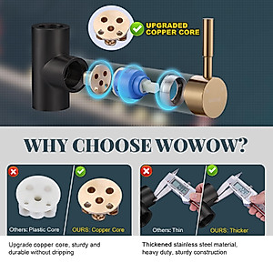 Black and Gold Kitchen Faucet with Soap Dispenser, WOWOW Stainless Steel Kitchen Sink Faucet Single Handle High Arc Utility Sink Faucet for Sink, RV, Laundry, Bar