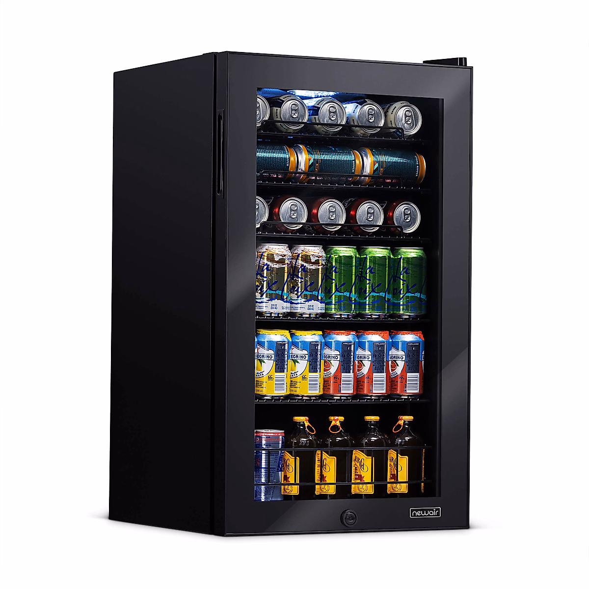 NewAir Black Beverage Refrigerator Cooler, Free Standing & WirthCo 40092 Funnel King Drip Tray - Black Plastic 22 x 22 x 1.5 Inches - Perfect for Catching Spills or Leaks from Mini Fridges