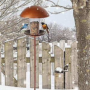 Goodeco Bird Feeders with Pole - Metal Bird feeders for Outside Wild Birds in Yard,Backyard,Patio Outdoor Garden Decor,Grandpa/Grandma Gifts,Gift idea 7.8x55.8 inch (Round)