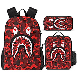 Zwdofzy Shark Camo Kids Backpack Travel Laptop Bookbag Big Capacity School Backpack Gift for Boys Girls