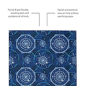 Linon Home Decor Products The Anywhere Washable Rug Velmer Blue & Ivory 3' X 5' Accent Rug